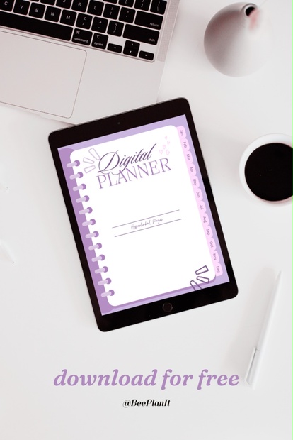 Monthly Hyperlinked Purple Digital Planner - Beeplanit - BOOTH