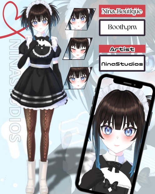 【VRoidVRMモデル】みか- (3D Vtuber Model - Cute Maid) - NinaStudios - BOOTH