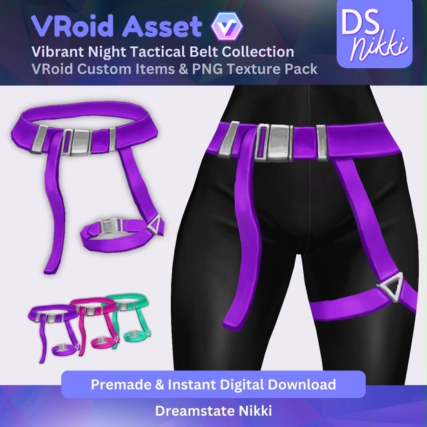 VRoid Studio Outfit – Stylish Tactical Belt Set, VRoid Custom Items ...