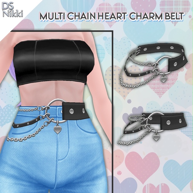 Vroid Multi Chain Heart Charm Belt Texture - Dreamstate Nikki - BOOTH