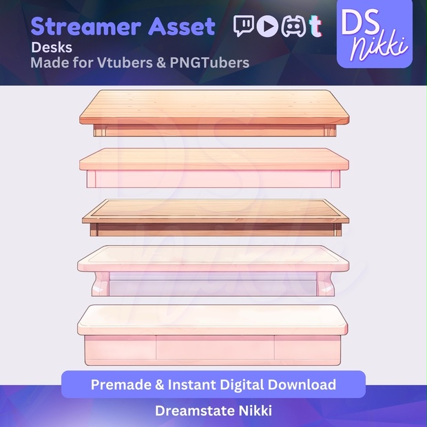 Vtuber Desk PNG Prop Pack | 5x Streamer Tables for Vtube Studio ...