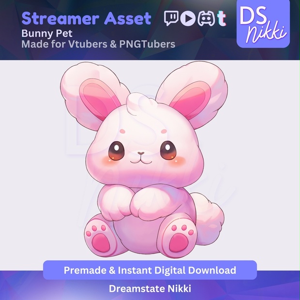 Animated Bunny VTuber Pet Pal | Cute moc3 + WEBM Companion for Vtube ...