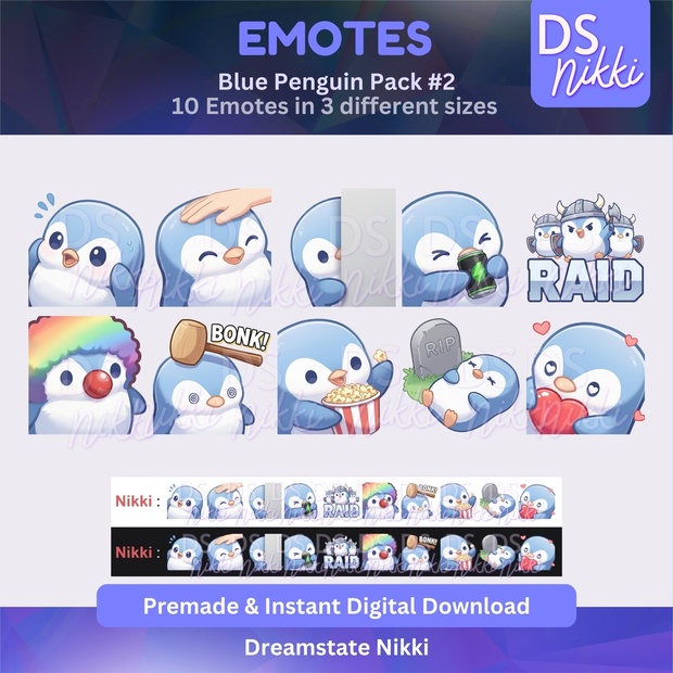 Blue Penguin Emote Pack for Twitch, YouTube & Discord - Instant ...