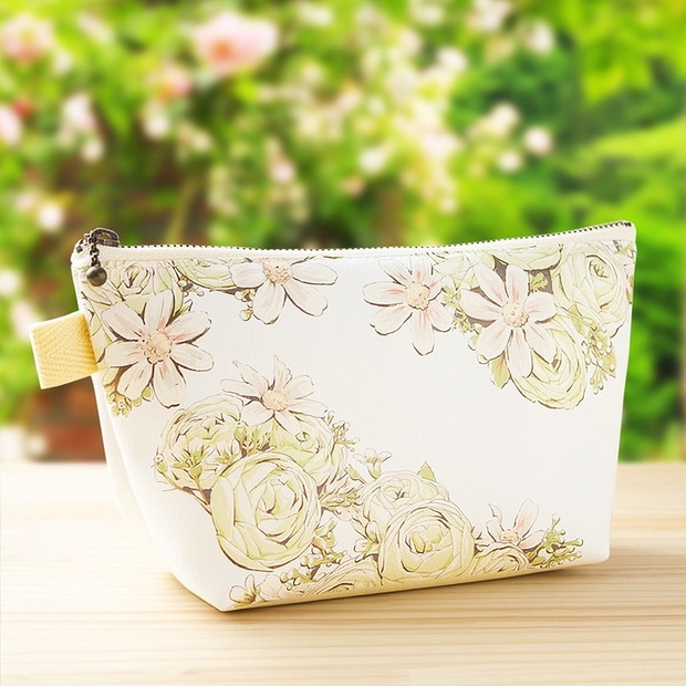 Hanayuki オリジナルポーチ ＊イングリッシュローズグリーン - -Hanayuki-オリジナル花柄アートグッズ - BOOTH
