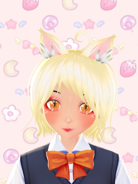 Vroid cute cat ears hair preset ヘアプリセット - StrawberieMochi - BOOTH