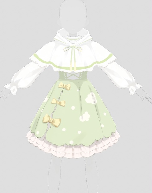 【VRoid衣装】green cute Lolita cape dress - My island - BOOTH