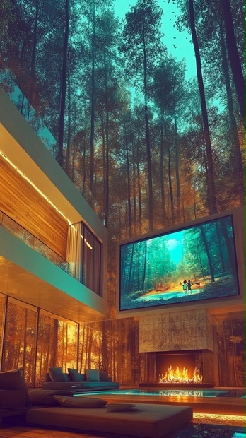 【SNS 3,800再生：配信用背景素材】癒しの贅沢ルーム：自然と火と光が揺れる部屋 - fantastic-room - BOOTH