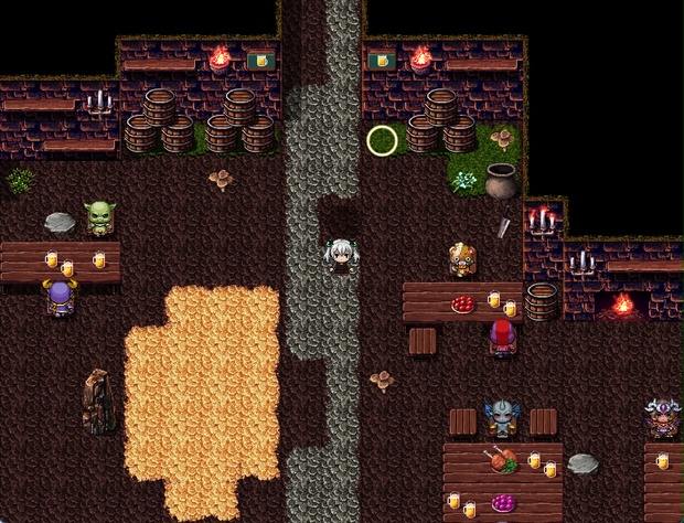 RPGツクールMV・MZ用 マップチップ・タイルセット07 『魔物の酒場・ダンジョン鍛冶屋＆武器屋・マグマ・炎の洞窟・牢獄の町』 - qlsddc - BOOTH