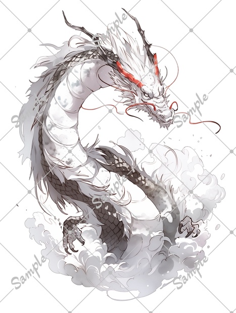 VRC用タトゥー素材 白竜 刺青 tatoo whitedragon - VRCタトゥーショップ『赬徹』-Teitetsu- - BOOTH