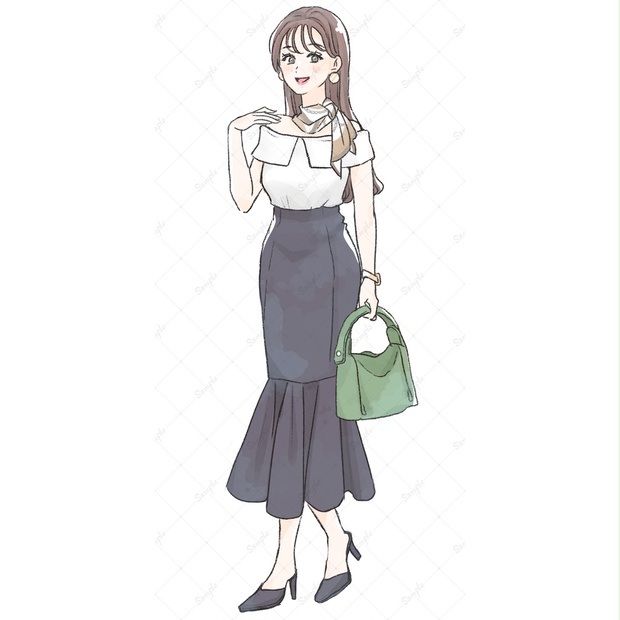 【イラスト素材】マーメイドスカートの女性 - YANO MEGUMI BOOTH - BOOTH