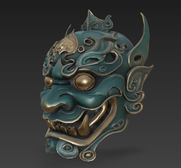 Azure Oni Specter Mask 碧鬼面 - Luna Dreamscape - BOOTH