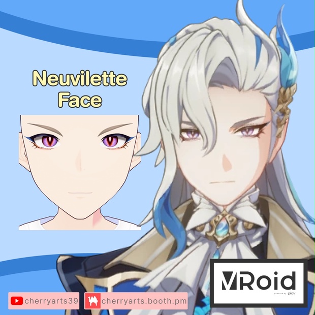 Neuvillete Face Bundle VROID MODEL | Genshin Impact VROID - cherryarts ...