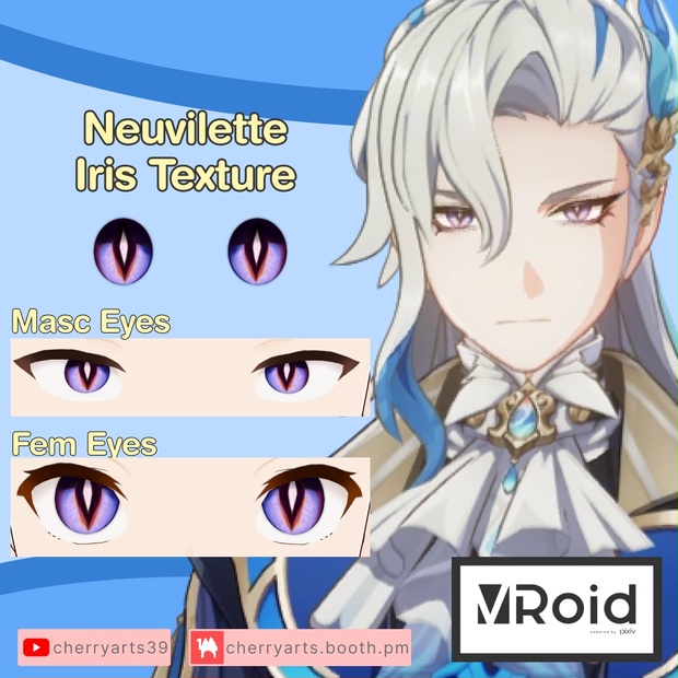 Neuvillete Iris Texture | VROID MODEL | Genshin Impact VROID ...