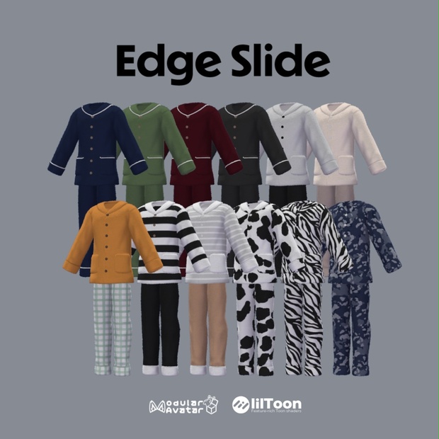 【6アバター対応】色柄たくさん！ふわもこパジャマ スリッパ付き #ES_ITEM - Edge Slide - BOOTH