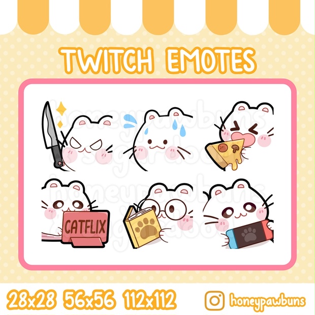 White Cat Emote Set and Single Emotes 2 - sugardood - BOOTH