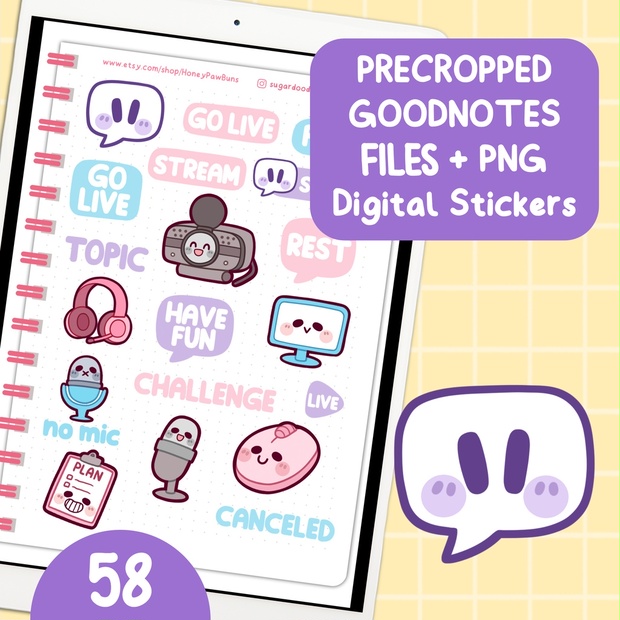 Digital Streaming Stickers With Goodnotes Files - sugardood - BOOTH