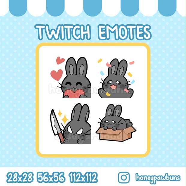 Black Bunny Emote Set And Single Emotes 1 - sugardood - BOOTH