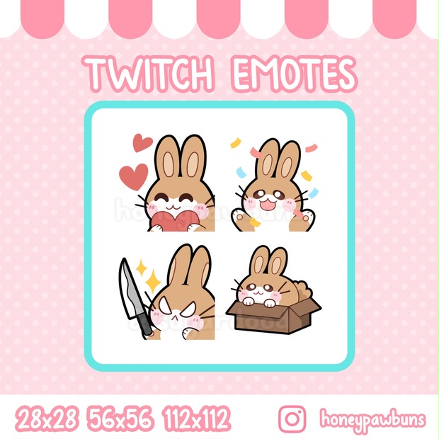 Brown Bunny Emote Set And Single Emotes 1 - sugardood - BOOTH