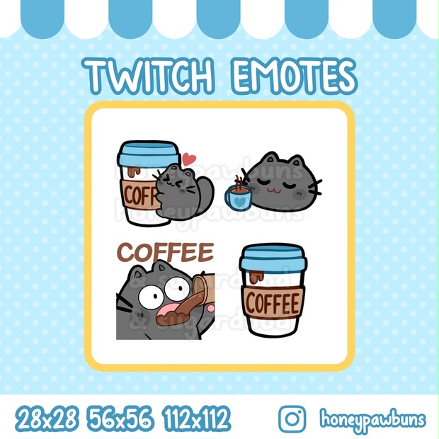 Black Cat Coffee Emote Set and Single Emotes - sugardood - BOOTH