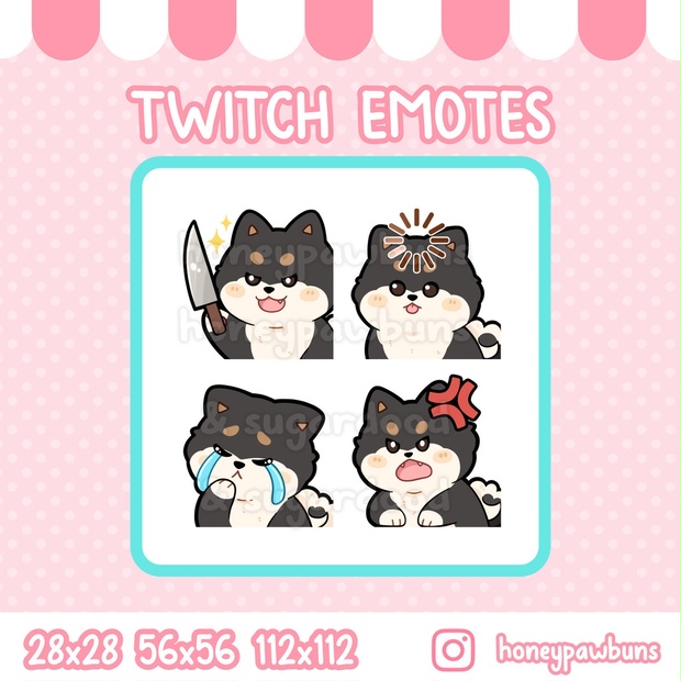 Twitch Emote Set & Single Emotes: Knife, Load, Cry, Angry | Black Tan ...