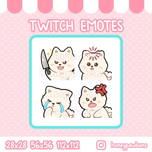 Twitch Emote Set & Single Emotes: Knife, Load, Cry, Angry | White Shiba ...