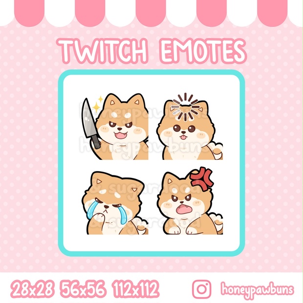 Twitch Emote Set & Single Emotes: Knife, Load, Cry, Angry | Shiba Inu ...
