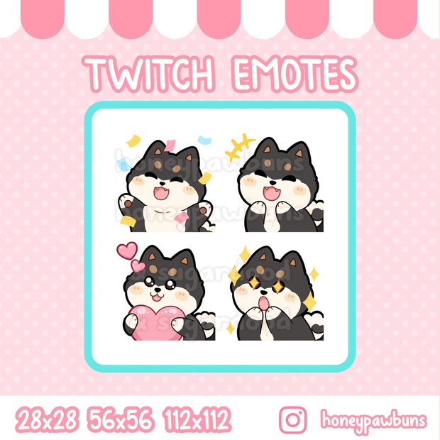 Twitch Emote Set & Single Emotes: Hype, LOL, Love, POG | Black Tan ...