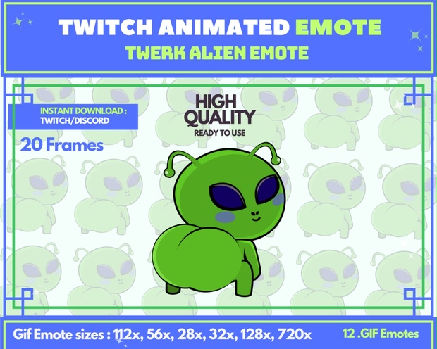 Twerk Alien Animated Emote for Twitch/Discord/Yotube - ThePurpleClouds ...