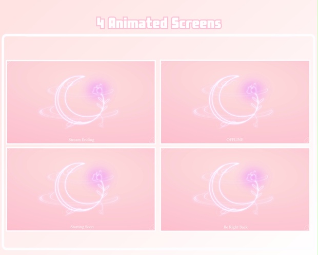 PINK CELESTIAL Simple Animated Screen Overlay / Starting Soon / Stream Ending / Offline / Be ...