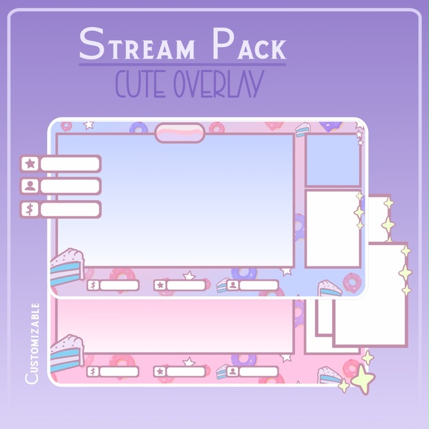 SIMPLE Static Cute Stream OVERLAY Pack / Donuts / Cake / Twitch ...