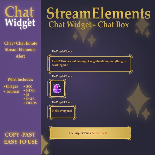 Chat Widget Stream Elements, Celestial Minimal, Elegant Theme, Chat Box ...