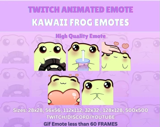 Kawaii FROG Animated Emotes, Frog emotes pack, Kawaii frog emotes pack ...