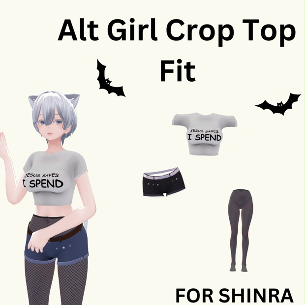 ALT GIRL CROP TOP SET | オルタナティブガールクロップトップセット | VRCHAT | CLOTHING ...