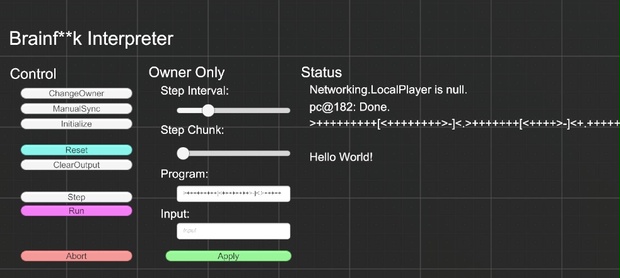 Udon Brainf**k Interpreter(unity package) - azarashino - BOOTH
