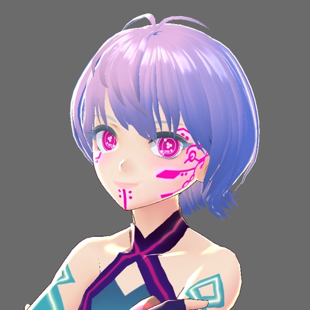 VRoid Pink Tech Eye and Face Texture Set - kymeechi - BOOTH