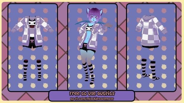 Goth Bunny Cardigan + PJ Set - Vroid Custom Item - Mischievousmossvt ...