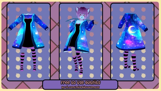 F2U Starry Coat + Dress + Socks - Vroid Studio Texture ...