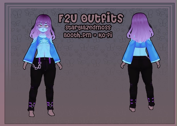 F2U Blue Star Shirt + Tripp Pants - Vroid Studio Texture - Mischievous ...