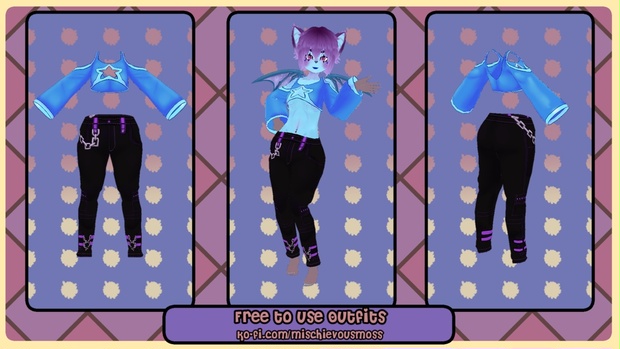 F2U Blue Star Shirt + Tripp Pants - Vroid Studio Texture ...