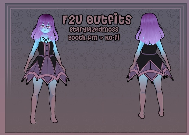 F2U Goth Bunny Circus Dress - Vroid Studio Texture - Mischievous Moss🦇 ...