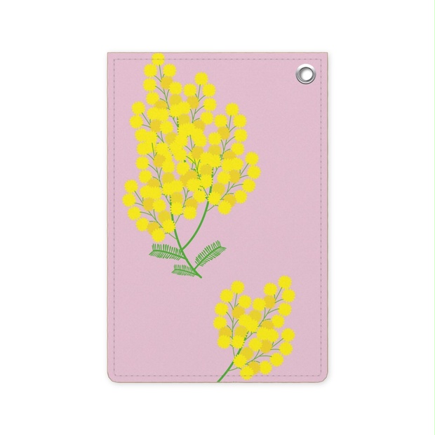 0113 北欧 花柄 ミモザ 2-2 ピンク パスケース - sonoteni - BOOTH
