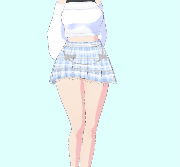 Blue plaid skirt for vroid studio - strandedvroid - BOOTH