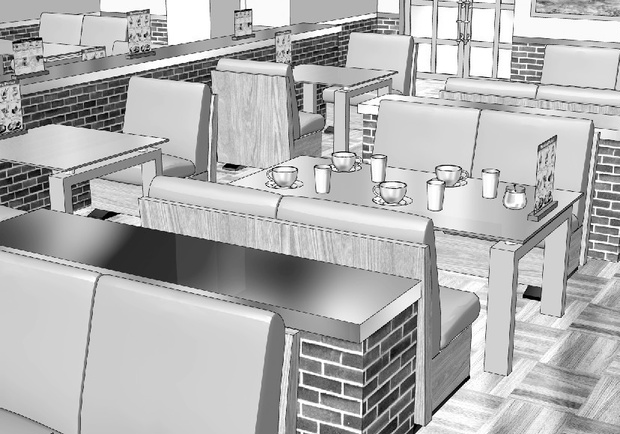 漫画背景 ファミレス店内01 - alumin2 - BOOTH