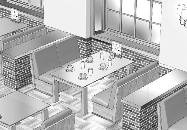 漫画背景 ファミレス店内02 - alumin2 - BOOTH