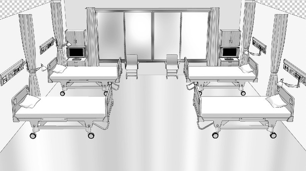漫画背景 病室大部屋01 - alumin2 - BOOTH