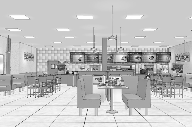 漫画背景 ファストフード店01 - alumin2 - BOOTH