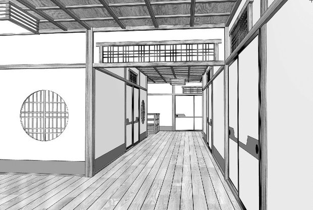 漫画背景 和風屋敷廊下08 - alumin2 - BOOTH
