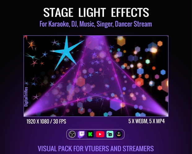 アニメーション配信背景＆オーバーレイ、VTuber・ストリーマー向けステージライトエフェクト、DJ・カラオケ・歌手向けビデオループ ...