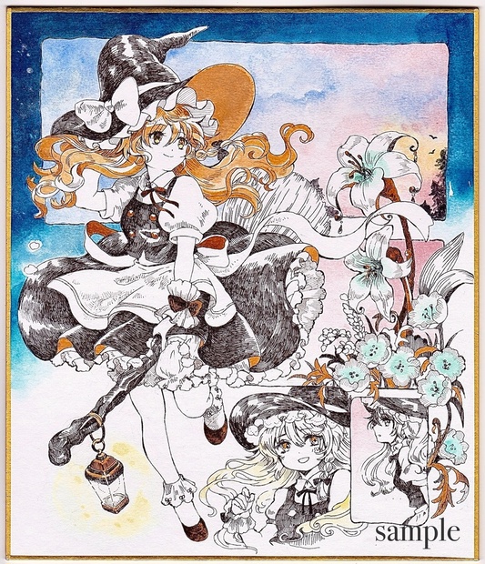 東方project 手描きイラスト 魔理沙 色紙 - tuduko-531 - BOOTH