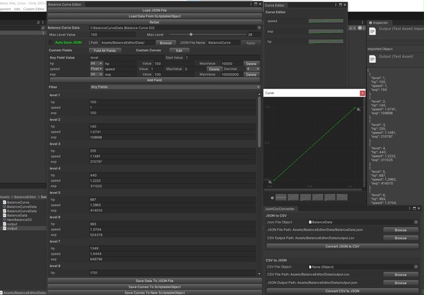 Unity Game Balance Editor Tool - Dev.GOM - BOOTH